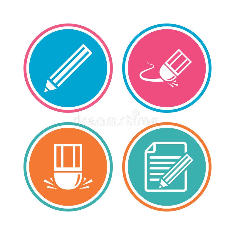 Pencil Icon. Edit Document File. Eraser Sign Stock Vector ...