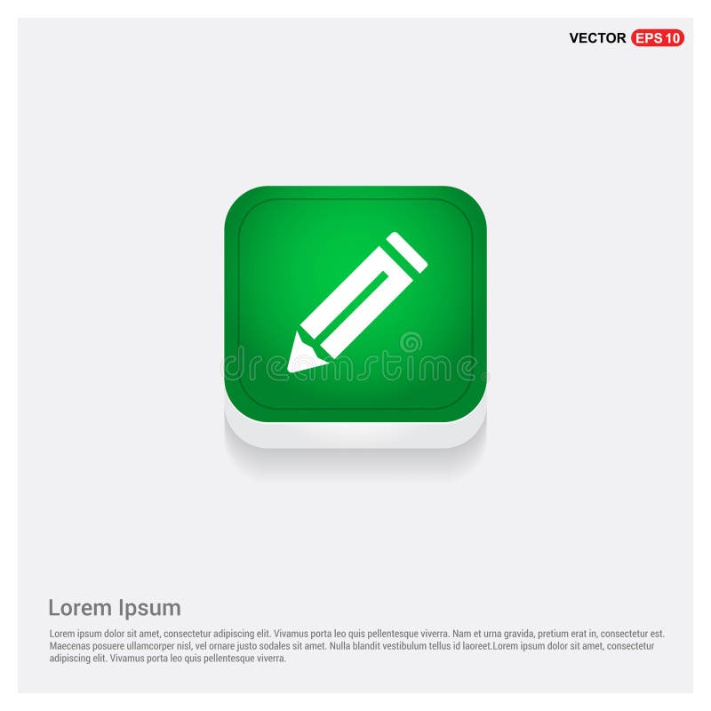 Pencil Icon Green Web Button Stock Vector - Illustration of lead, tool ...