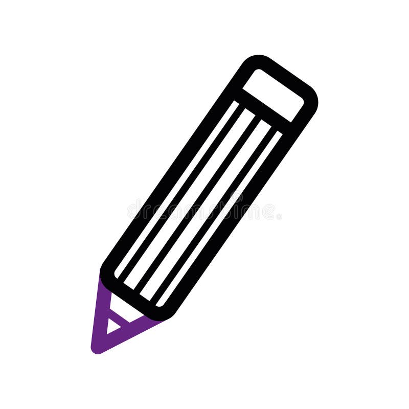 Pencil Icon with Purple Tip and Black Outline Vector Stock Vector ...