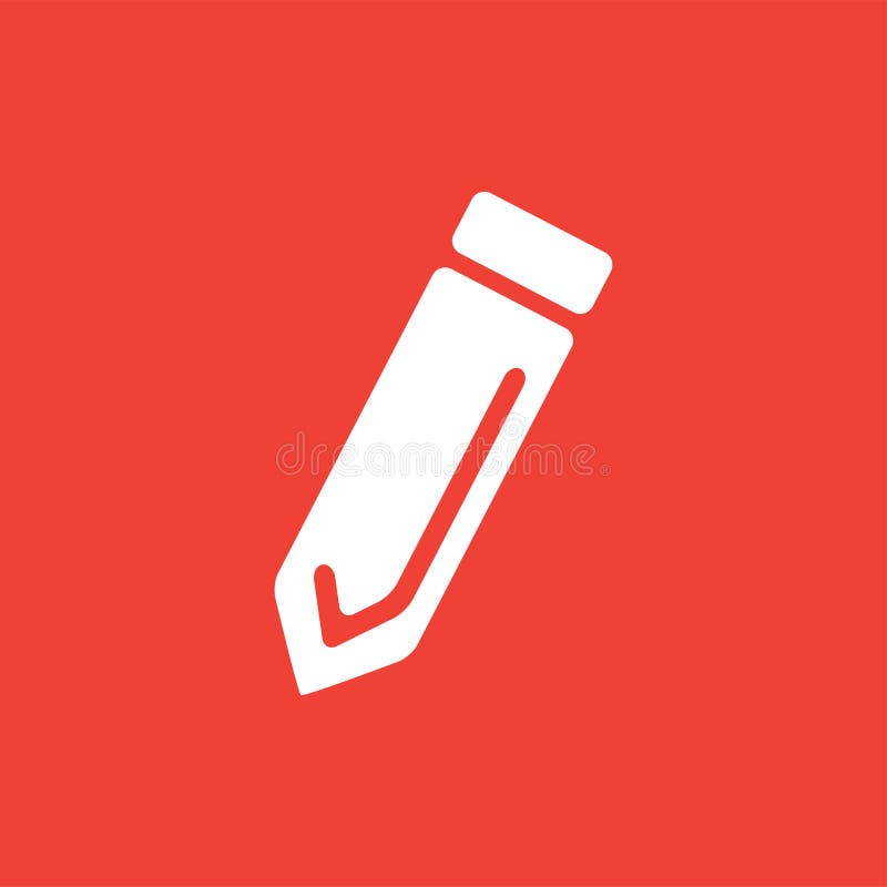 Pencil Icon on Red Background. Red Flat Style Vector Illustration Stock ...