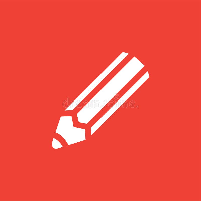 Pencil Icon on Red Background. Red Flat Style Vector Illustration Stock ...