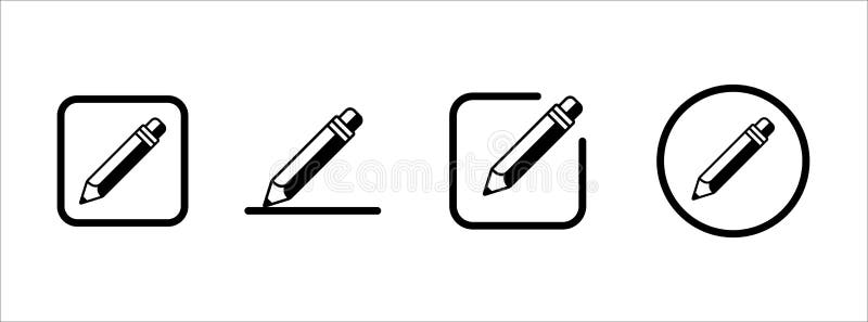 Pencil Icon Set Vector Illustration. Simple Pencil Flat Icon Button ...