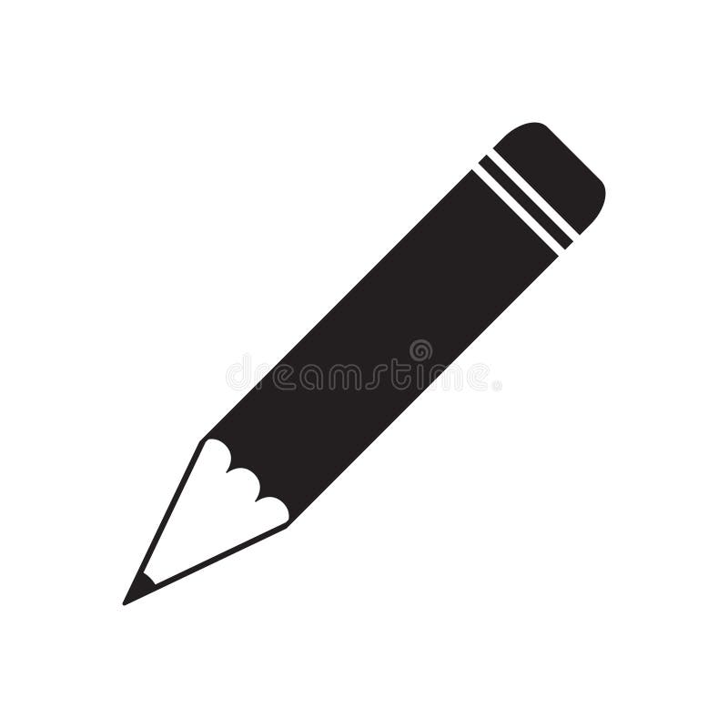 Small Pencil with Rubber Outline Flat Icon Stock Vector - Illustration ...