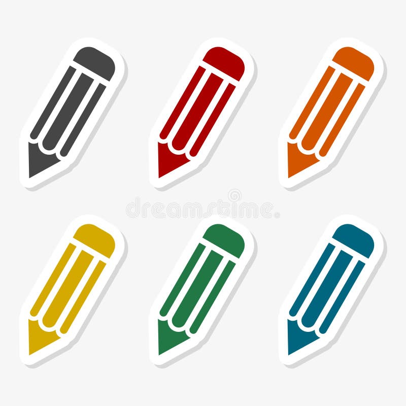 Pencil Icon Vector Sticker Set Stock Vector - Illustration of black ...