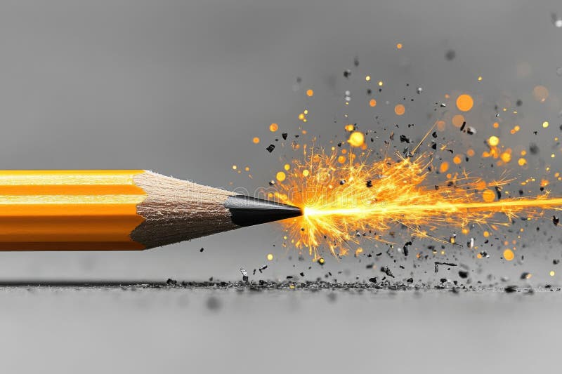 Pencil Ignites Inspiration and Creativity, a Spark of Genius Theme ...