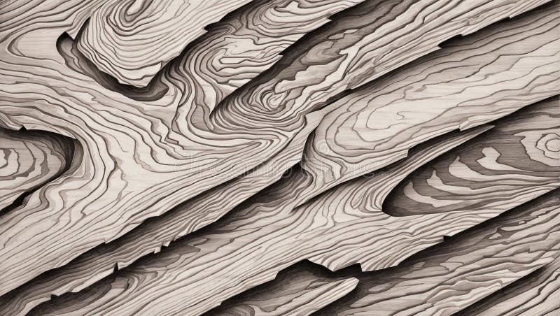 Pencil Illustration of Gray Wood Drawing. Beautiful Wavy Texture of ...