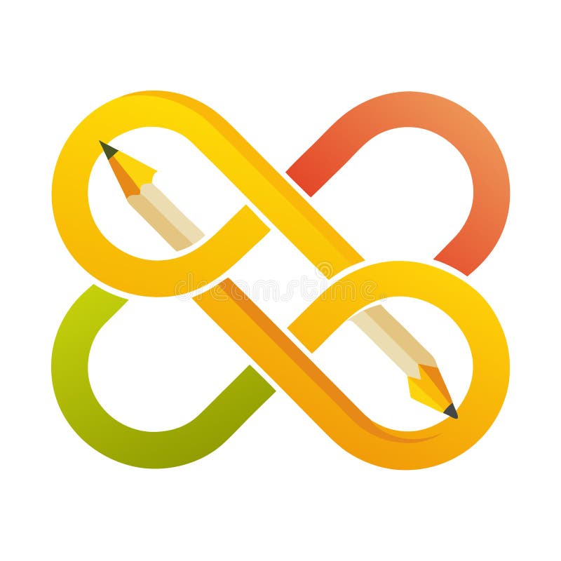 Pencil Infinity Loop with Vibrant Colors: Creative Design Concept Logo ...