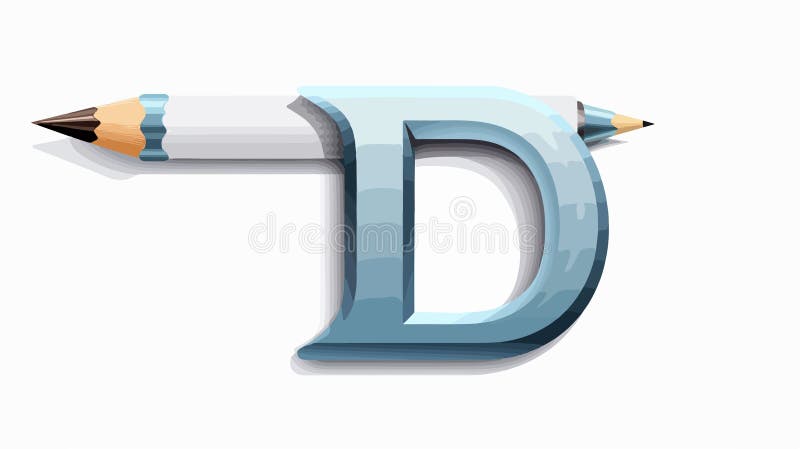 Pencil and Letter D Vector Symbol Cartoon Vector Design with Artistic ...