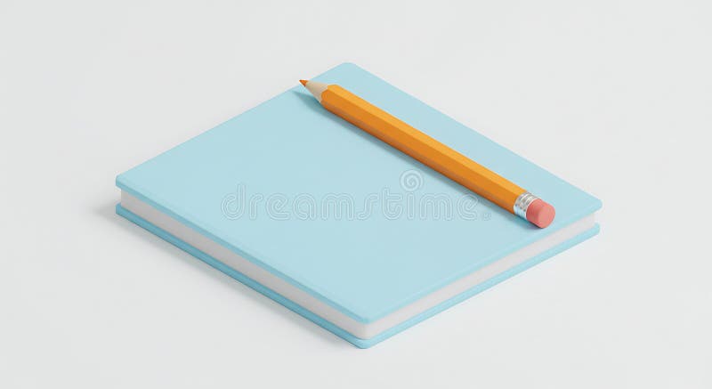 Pencil on Light Blue Notebook Mockup Simple Creative Workspace Stock ...