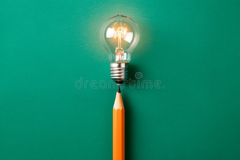 Pencil and Light Bulb for Idea and Visionary Illustration Stock ...