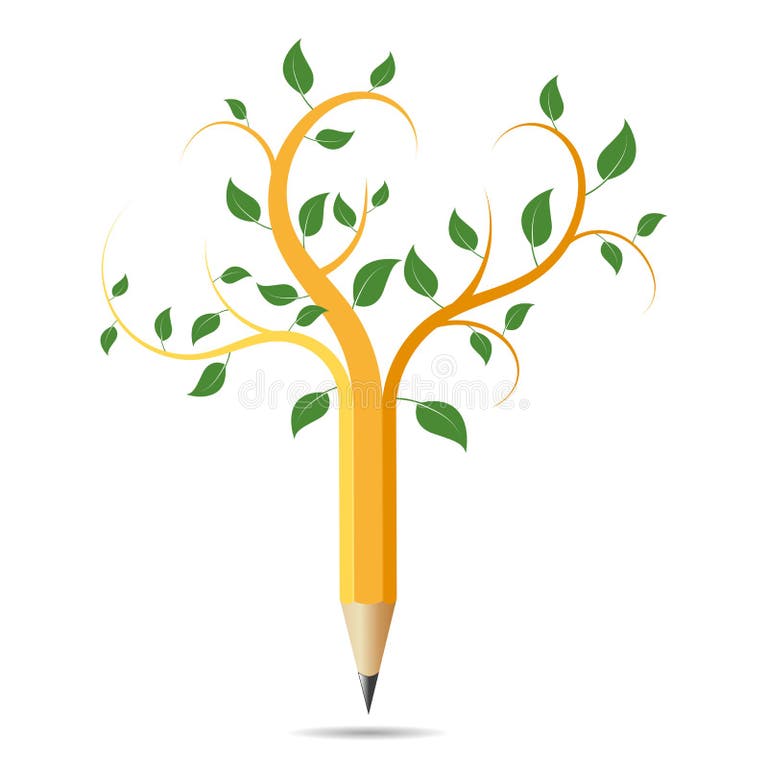 Pencil Like a Tree, Concept Acology Stock Vector - Illustration of ...