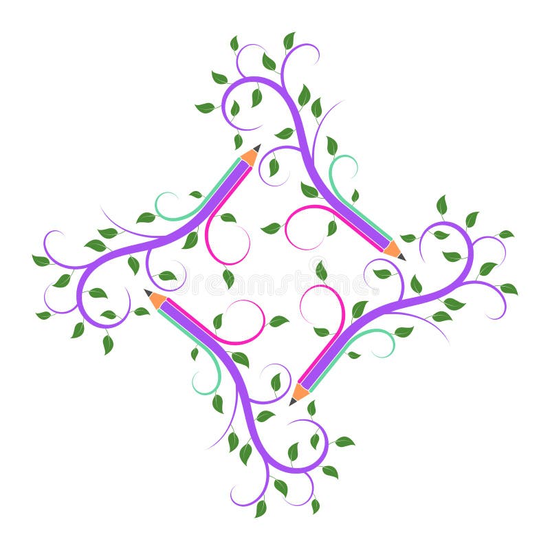 Pencil Like a Tree, Rotate Pattern Stock Vector - Illustration of ...