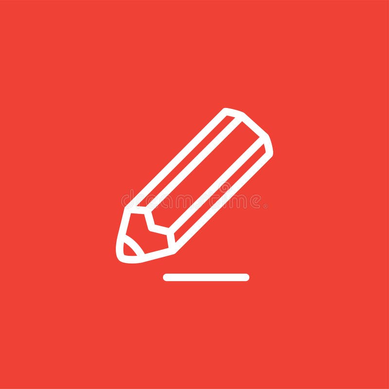Pencil Icon on Red Background. Red Flat Style Vector Illustration Stock ...