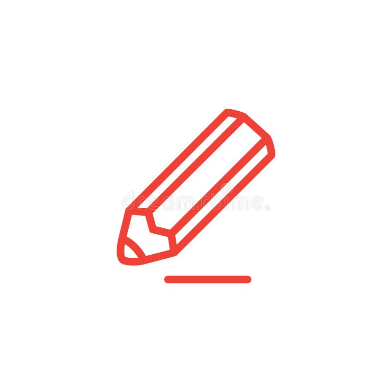 Pencil Icon on Red Background. Red Flat Style Vector Illustration Stock ...