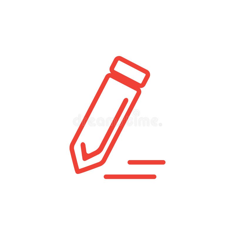 Pencil Icon on Red Background. Red Flat Style Vector Illustration Stock ...