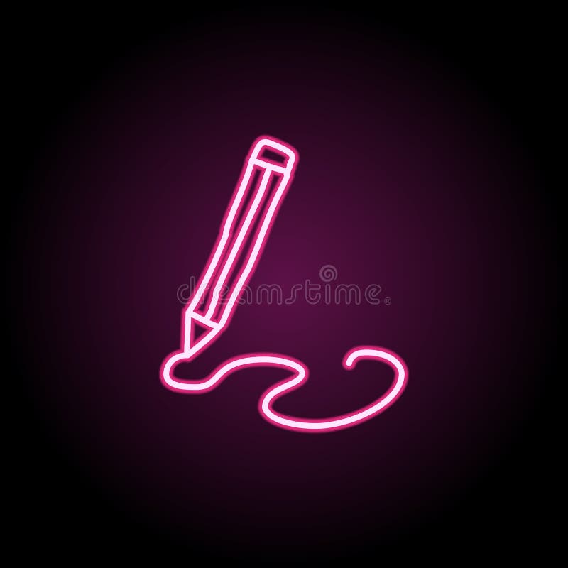 Pencil and Line Sketch Neon Icon. Simple Thin Line, Outline Vector of ... Pencil and Line Sketch Neon Icon. Simple Thin Line, Outline Vector of ...