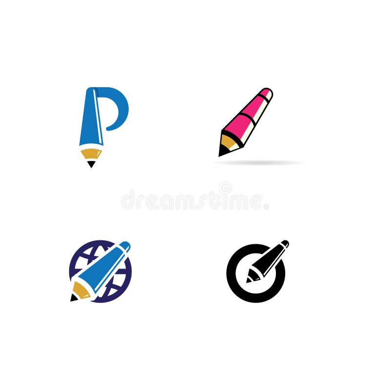 Pencil logo icon set stock vector. Illustration of icon - 221345065