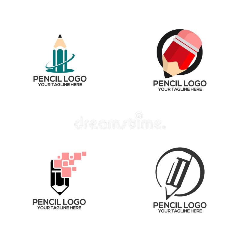 Pencil Logo Set Vector Art Logo Template and Illustration Stock ...
