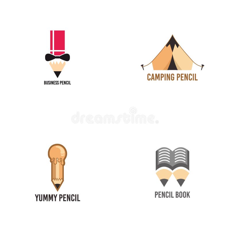 Pencil Logo Set Vector Art Logo Template and Illustration Stock ...