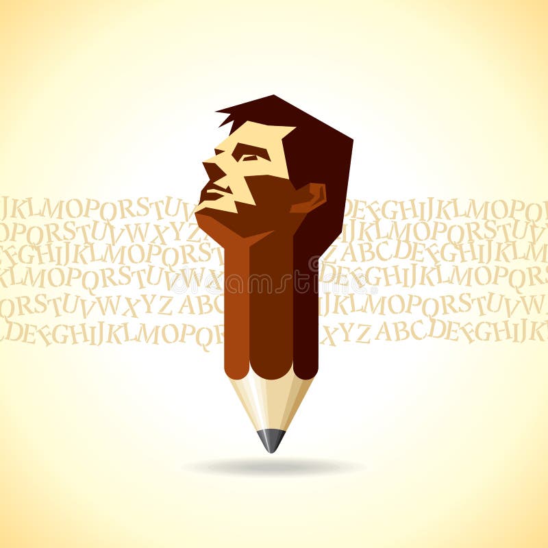 Pencil and man head stock vector. Illustration of contrive - 27115014