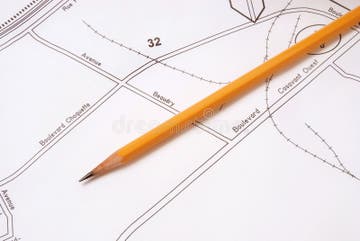 Pencil on map stock image. Image of information, direction - 4847109