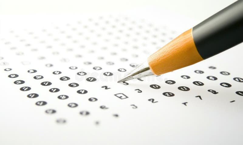 Pencil Marking Answers on a Multiple-choice Test Form Stock ...