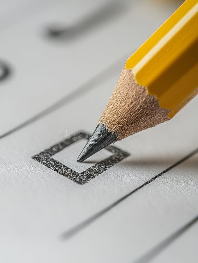 Pencil Marking a Checkbox on a Paper Form. Stock Image - Image of ...