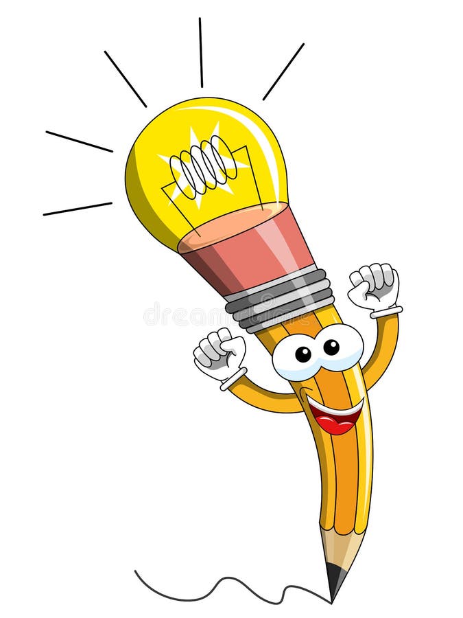 Pencil Mascot Cartoon Idea Isolated Stock Vector - Illustration of ...