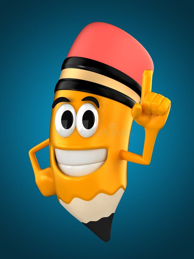 Pencil mascot stock illustration. Illustration of note - 45283216