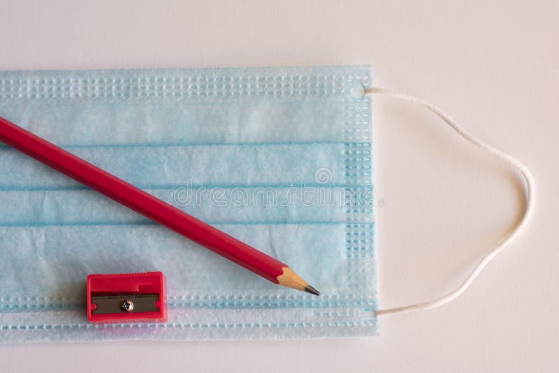 Pencil and mask stock image. Image of pencil, covid - 191637569