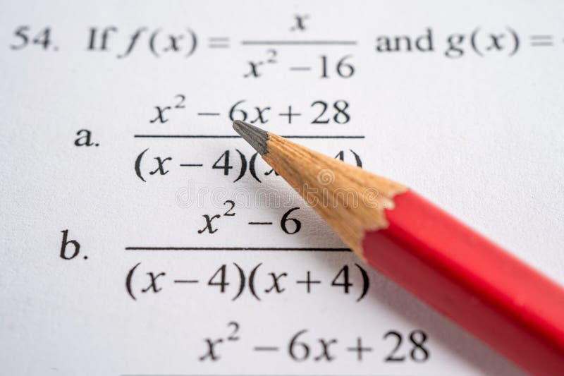 Pencil on Mathematic Formula Exercise Test Paper in Education School ...