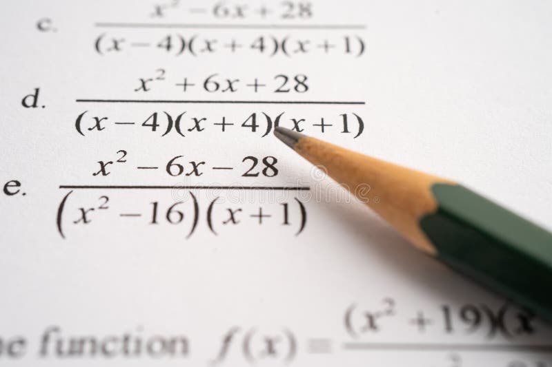 Pencil on Mathematic Formula Exercise Test Paper in Education School ...