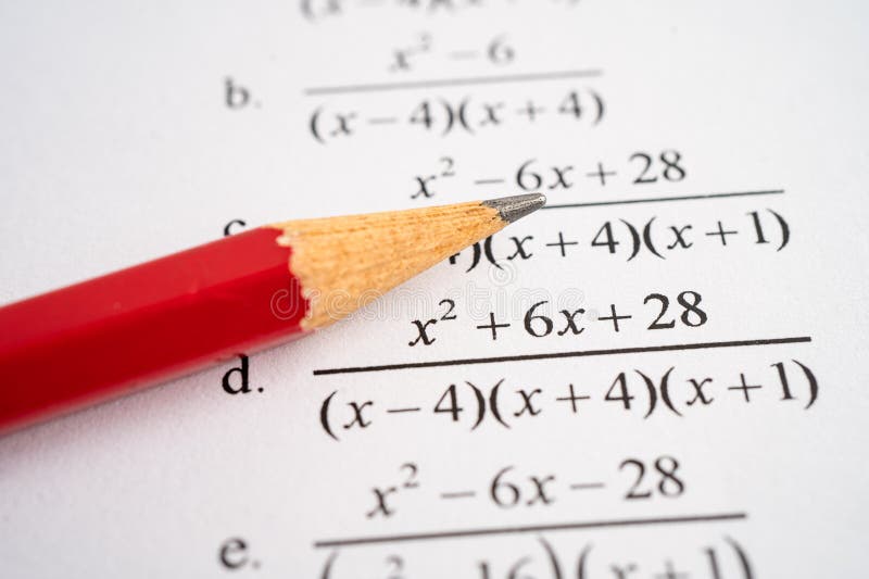 Pencil on Mathematic Formula Exercise Test Paper in Education School ...
