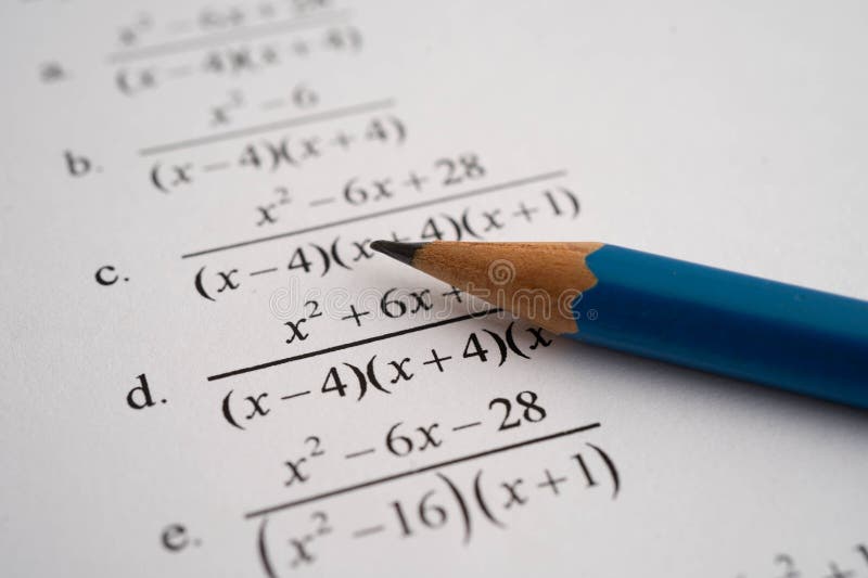 Pencil on Mathematic Formula Exercise Test Paper in Education School ...