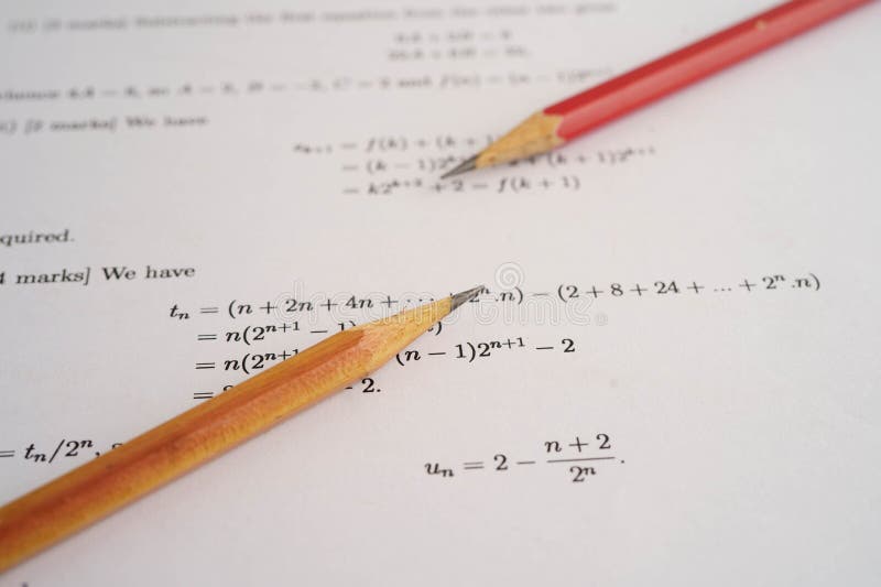 Pencil on Mathematic Formula Exercise Test Paper in Education School ...