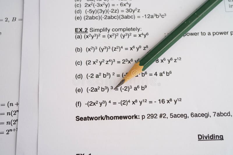 Pencil on Mathematic Formula Exercise Test Paper in Education School ...