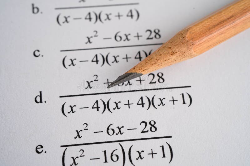 Pencil on Mathematic Formula Exercise Test Paper in Education School ...