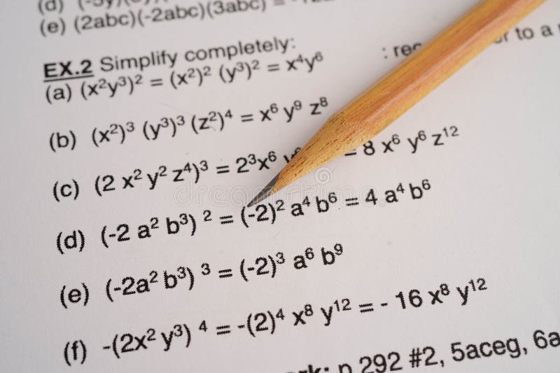 Pencil on Mathematic Formula Exercise Test Paper in Education School ...