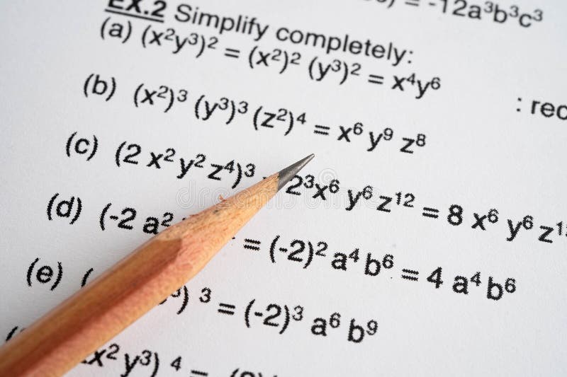 Pencil on Mathematic Formula Exercise Test Paper in Education School ...