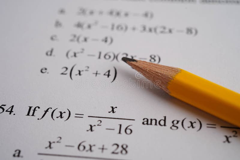Pencil on Mathematic Formula Exercise Test Paper in Education School ...