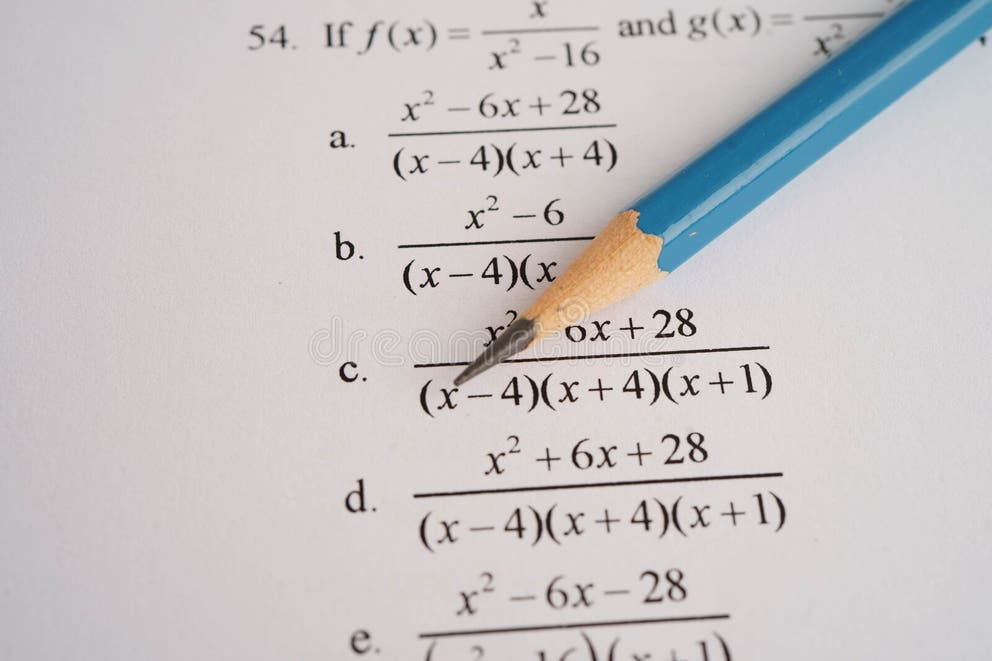 Pencil on Mathematic Formula Exercise Test Paper in Education School ...