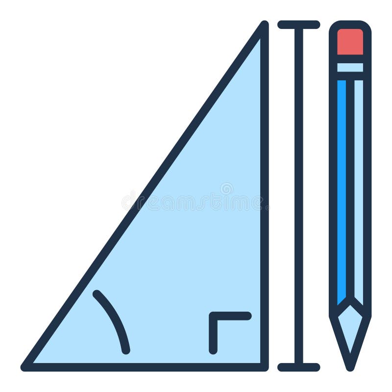 Pencil and Mathematics Triangle Vector Concept Colored Icon Stock ...