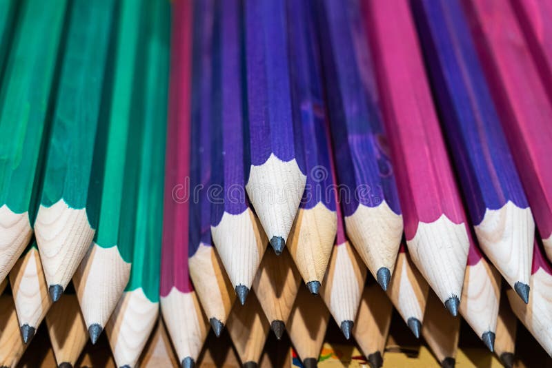 Pencil Multicolored Large Close-up Stacked in a Stack Stock Photo ...