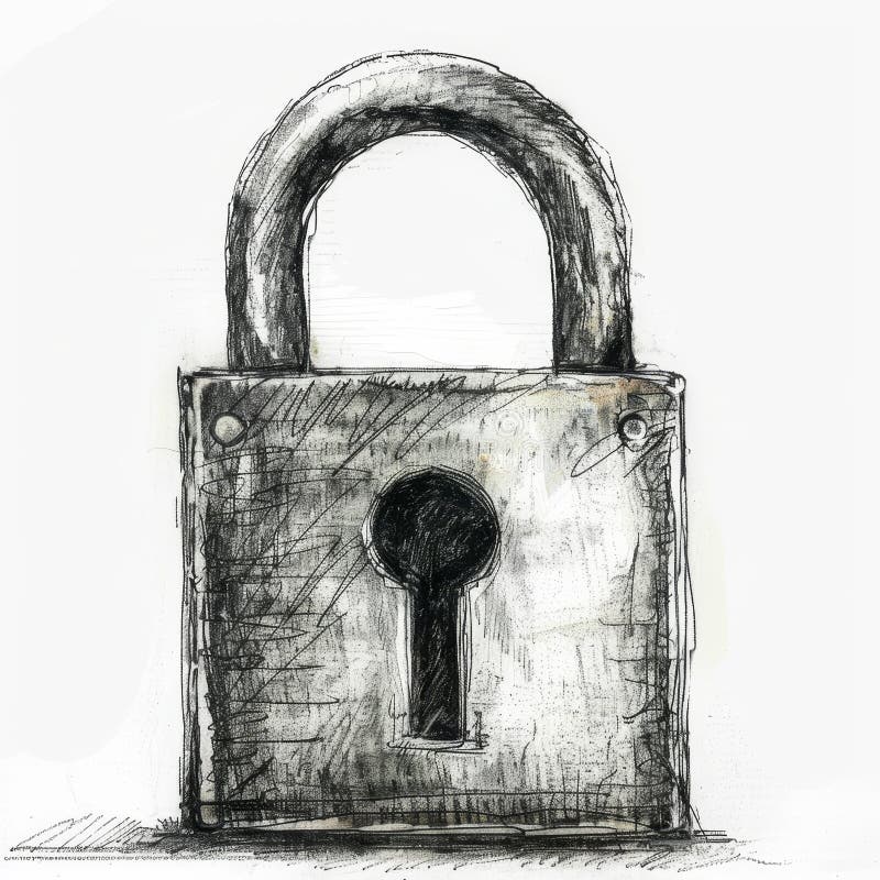 A Pencil is Next To a Drawing of a Key and a Lock Stock Illustration ...