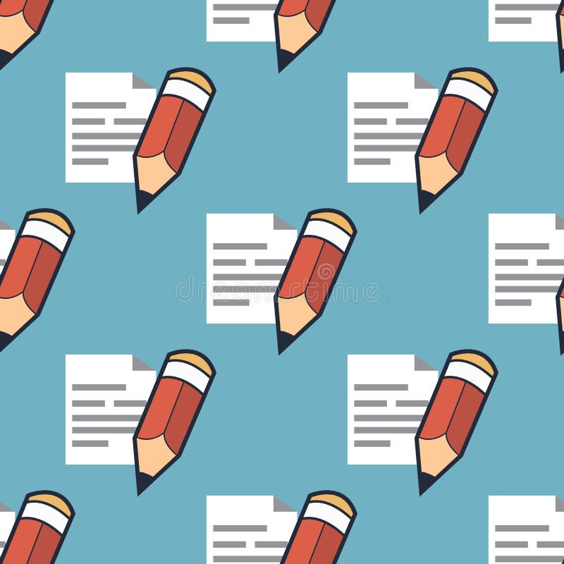 Pencil and note pattern stock vector. Illustration of emblem - 53897655