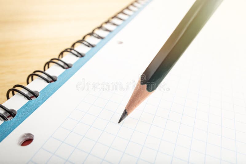 Pencil and Notebook Close Up Stock Image - Image of work, design: 193980617