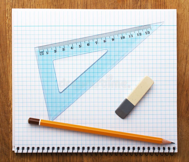 Pencil notebook and eraser stock photo. Image of blank - 30044332