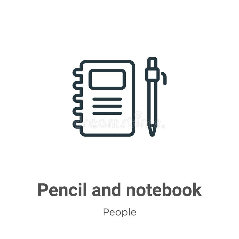 Pencil and Notebook Outline Vector Icon. Thin Line Black Pencil and ...