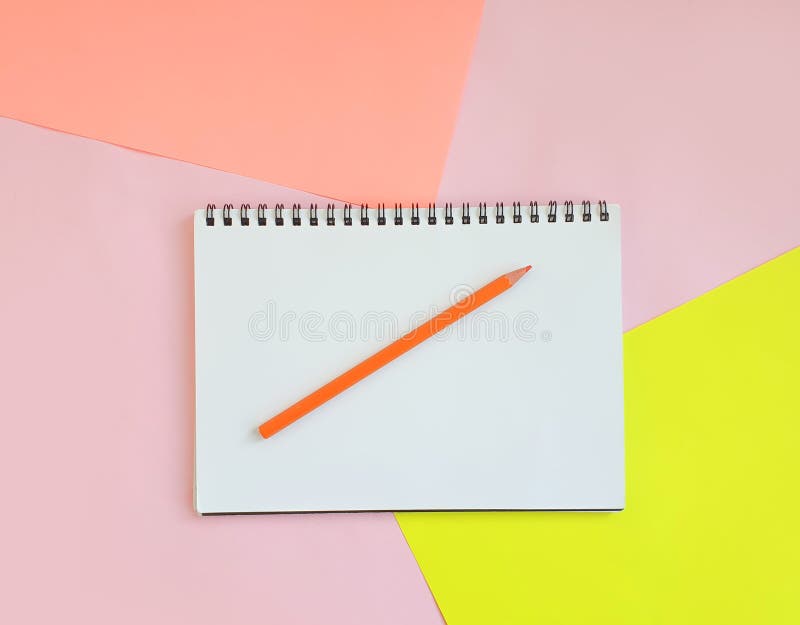 Pencil Notepad Minimalism Colored Background Letter Template Stock ...
