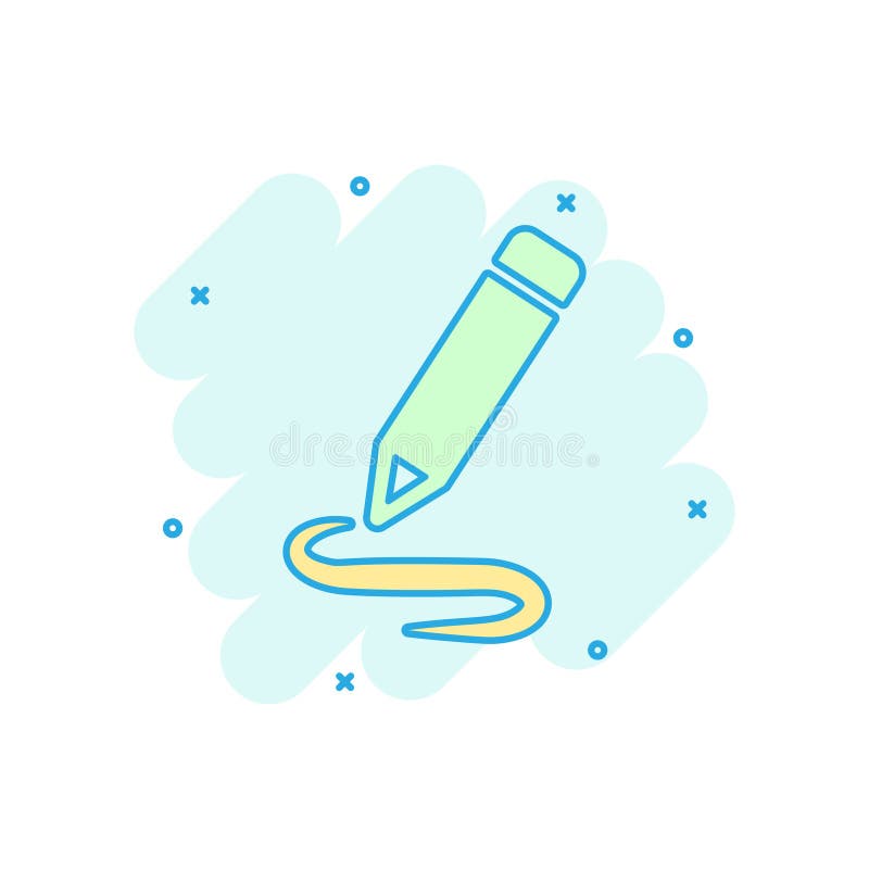 Pencil Notepad Icon in Comic Style. Document Write Vector Cartoon ...